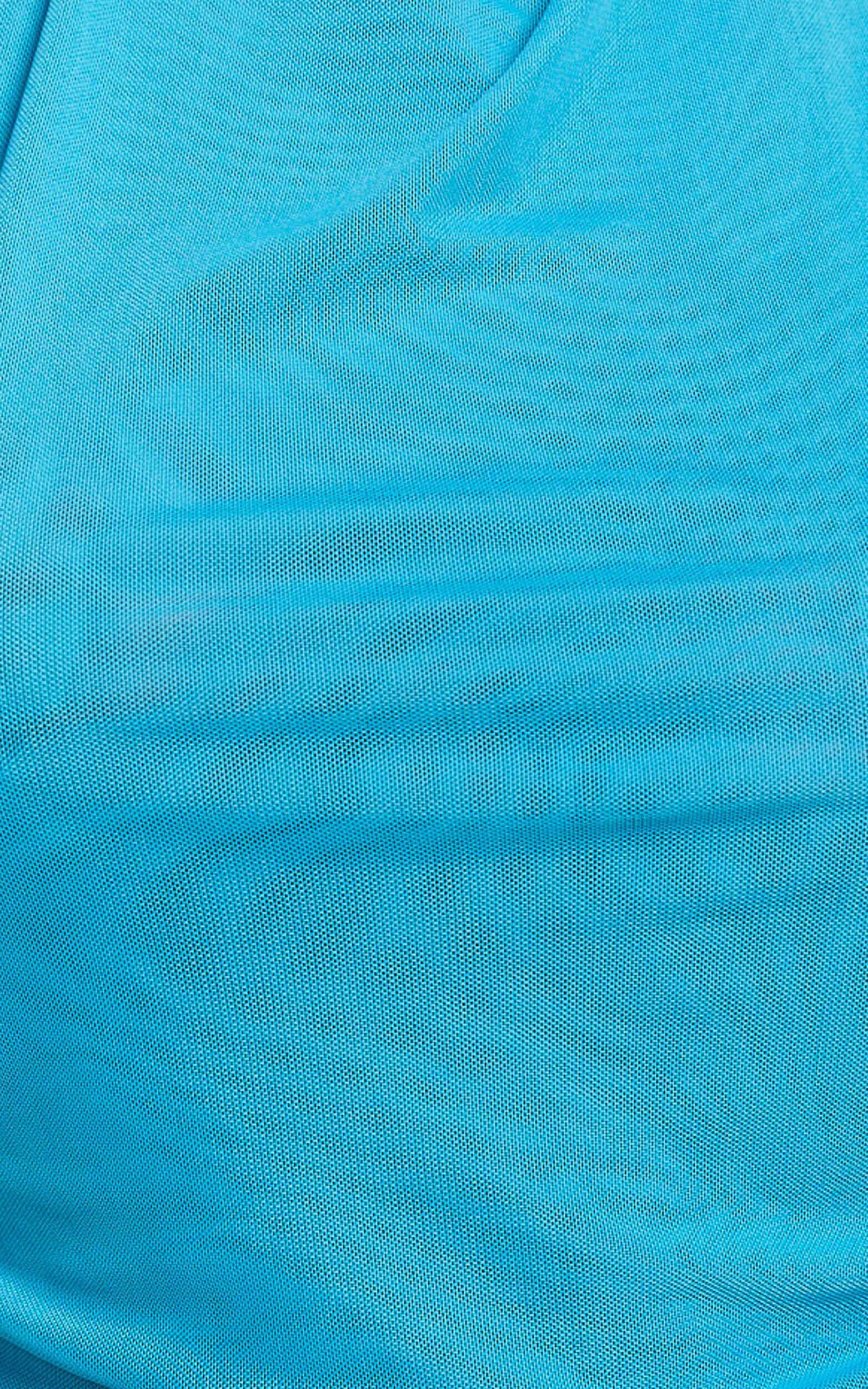 Oaklyn Top - High Draped Neck Mesh Top In Blue - Showpo
